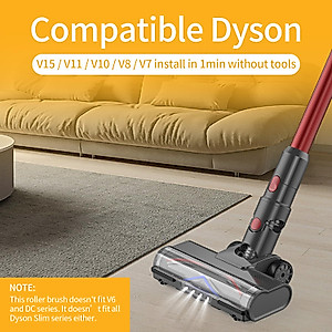 Ancocs Vacuum Cleaners Parts for Dyson V7 V8 V10 V11 V15, Roller Brush Power Head Replacement with LED Light, Motorhead Hardwood Floor Attachments for Vacuum (D019)