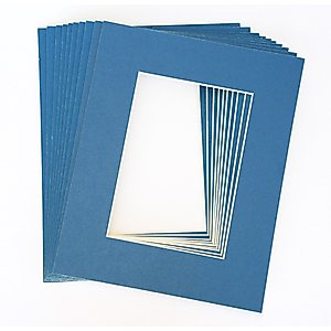topseller100, Pack of 10 BLUE 8x10 Picture Mats Matting with White Core Bevel Cut for 5x7 Pictures