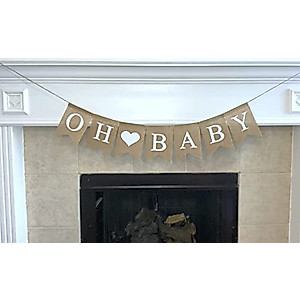 Shimmer Anna Shine Oh Baby Burlap Banner for Baby Shower Decorations and Gender Reveal Party