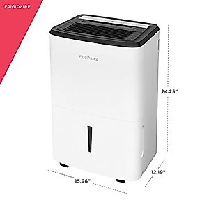 Frigidaire FFAP5033W1 Dehumidifier, High Humidity 50 Pint Capacity with Built-In Pump and a Easy-to-Clean Washable Filter, in White