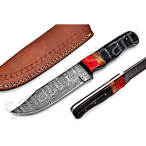 Smart & Sharp Custom Handmade Damascus Steel Hunting Knife/Skinning Knife AA-17284 (Black Wood)