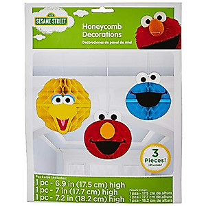 Amscan Sesame Street Honeycomb Decorations, multi color