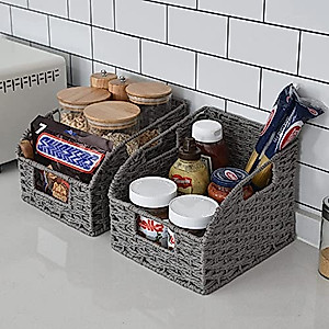 StorageWorks Rope Paper Pantry Baskets Set, Gray