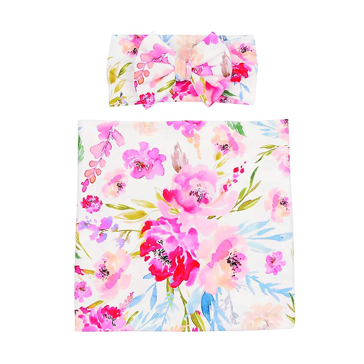 Galabloomer Newborn Receiving Blanket Headband Set Flower Print Baby Swaddle Receiving Blankets Sunflower Heart