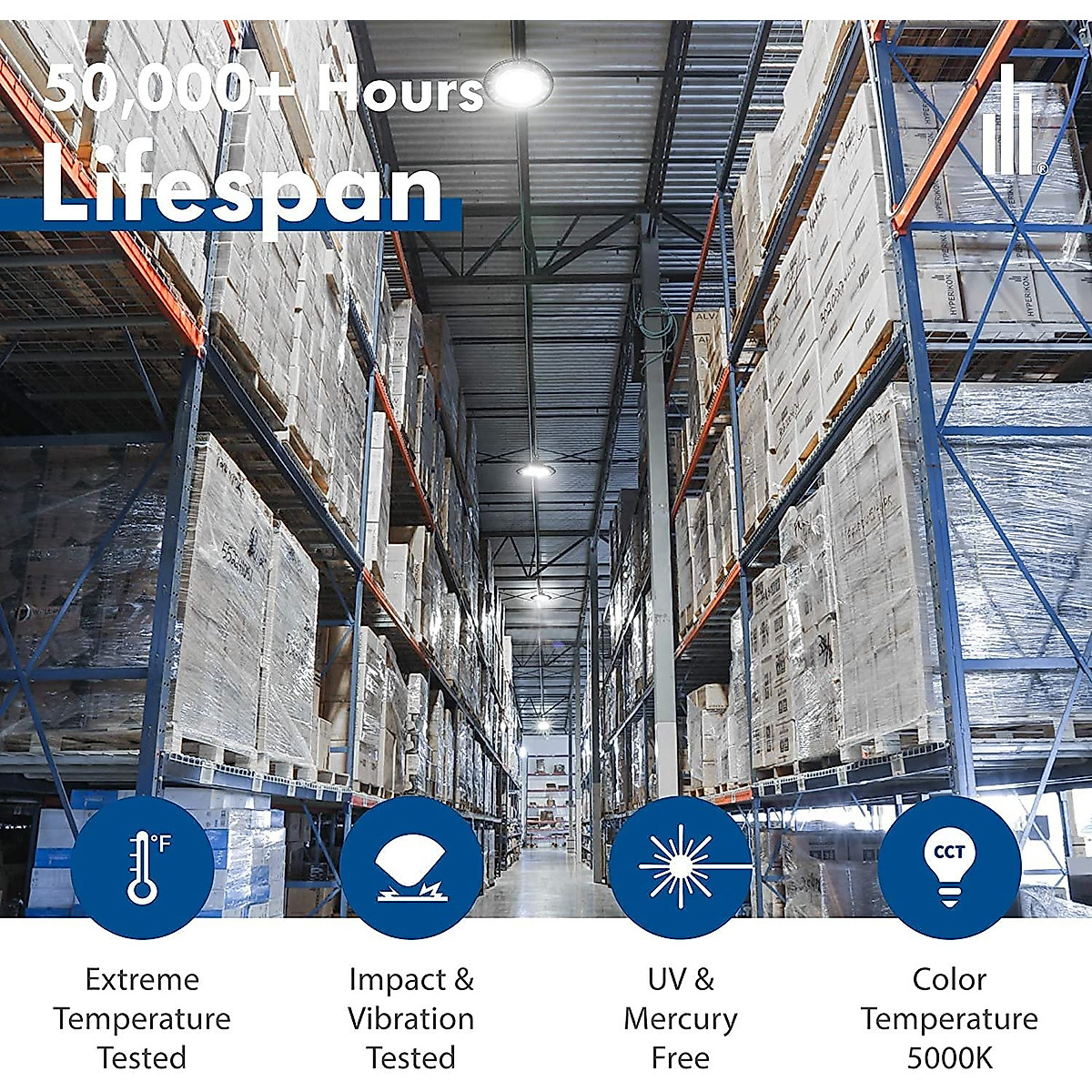 Hyperikon UFO LED High Bay Light 150W (600 Watt Replacement), Shop and Warehouse Area Lighting, DLC, 2 Pack