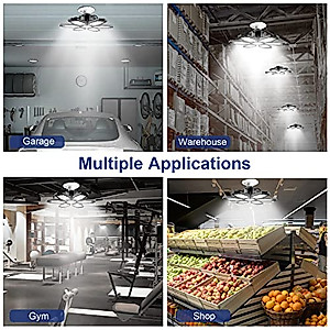 ARSALI 2 Pack LED Garage Light,120W 6+1 Panels Deformable 6500K LED Garage Ceiling Light Multi-Position Adjustable E26 Shop Lights for Garage, Basement, Barn, Workshop, High Bay Light