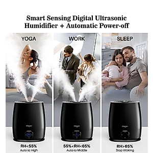 Okaysou Humidifiers, 6L Smart Humidifier and Diffuser for Bedroom Large Room W/Remote Control, Filterless, 50 Hour Top Fill Cool Mist Humidifiers with Humidistat for Babies, Plant, Sleep Mode, Timer