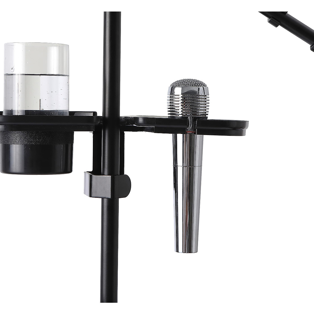 Auhafaly Plastic Microphone Stand Tray Stage Concert Performance Vocal Guitar Accessory with Drink Holder and Microphone Holder (Deluxe)