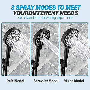 Shower Head with handheld, High Pressure Shower Head Set with Hose Adjustable Bracket Rubber Washers