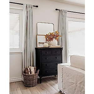 INOVADAY 100% Blackout Curtains for Bedroom 84 Inches Long, Linen Blackout Curtains 84 Inch Length 2 Panels Set, Back Tab/Rod Pocket Black Out Curtains for Living Room Windows - Beige, W50 X L84