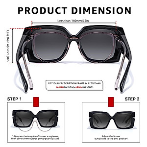 TJUTR Polarized Fit Over Sunglasses for Women, Trendy Oversized Wear Over Glasses with UV400 Protection