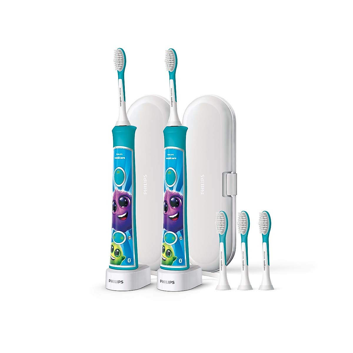 Philips Corded Electric Sonicare Kids Rechargeable Toothbrush with Built-in Bluetooth 2-Pack