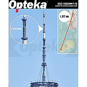 Opteka 650-1300mm (with 2X- 1300-2600mm) Telephoto Zoom Lens for Canon EF-Mount EOS 90D, 80D, 77D, 70D, 60D, 50D, 7D, 6D, 5D, 5DS, 1DS, T8, T8i, T7i, T7s, T7, T6s, T6i, T6, T5, SL3, SL2 DSLR Cameras