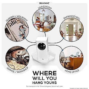 BRAINWAVZ [EOL] Screwless Corner Wall Mount Kit Compatible with Wyze Cam V2, Tilted Holder, Watch Crib, Kids, Cashier etc, Strong VHB Stick On, Easy to Install, No Tools, No Drilling (White) [EOL]