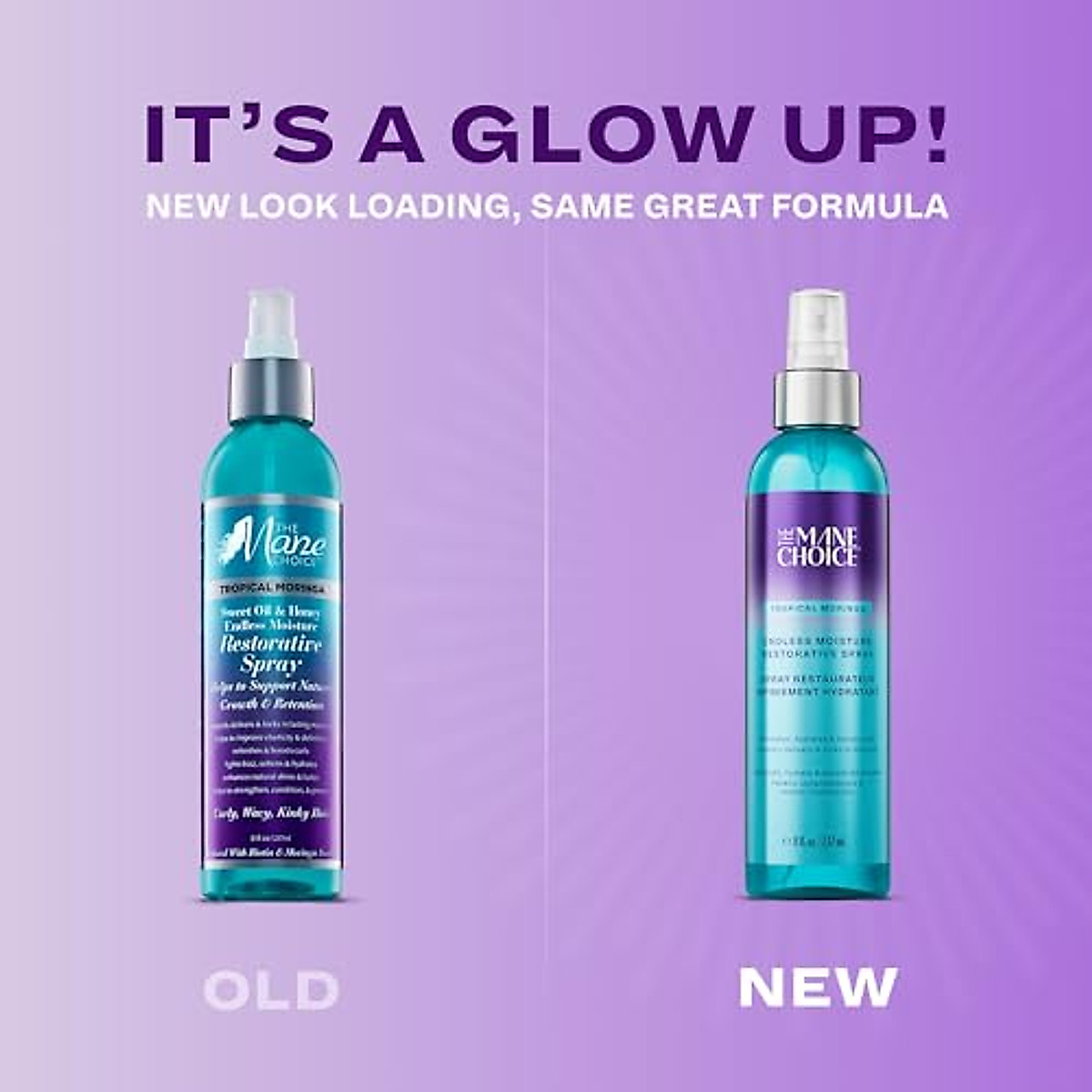 The Mane Choice Tropical Moringa Sweet Oil & Honey Endless Moisture Restorative Hair Spray, Supports Natural Hair Growth & Retention, Hydrating Curl Refresher & Shine Spray, Fights Frizz, 8 Fl Oz