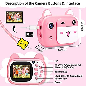 Kids Digital Camera for Girls and Boys, 1080P HD Dual Lens Video Recorder Toddler Camera with 32G SD Card, Cute Childrens Selfie Camera for Kids as Christmas, Birthday, Festival Gifts(Unprintable)