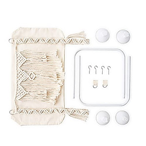 Dahey Cat Window Perch Macrame Cat Hammock Boho Wall Mounted Pet Resting Seat Bed for Indoor Cats Space Saving kitty Sunny Swing Shelf on Window Safety Holds up to 45 lbs with Screw Suction Cups, Gift