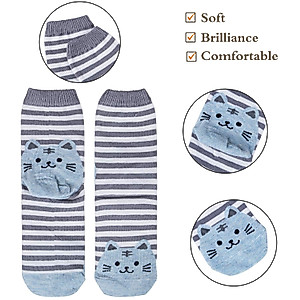 Cute Womens Dog Cat Novelty Animal Socks for girl Cartoon Cotton Casual Crew Funny Socks 5 Pairs, Cat Style 3