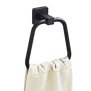 Matte Black Towel Ring for Bathroom, Kitchen Bath Towel Holder Hangers Wall Mount Heavy Duty Stainless Steel