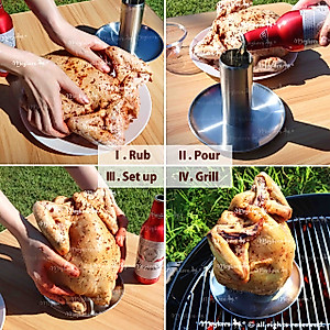 Meykers Beer Can Chicken Holder [New Upgraded] 2 Pack | for Grill Smoker Oven | Vertical Beer Butt Chicken Stand Roaster | Made of 304 Stainless Steel Dishwasher Safe | BBQ Rack Barbeque Accessories