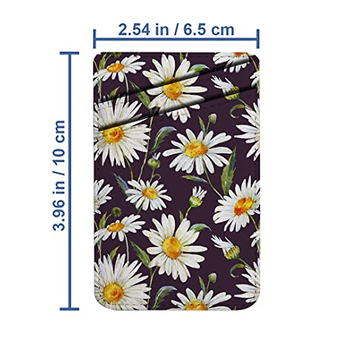 Pack of 2 - Cellphone Stick on Leather Cardholder ( Watercolor Floral Daisy White Pattern Pattern ) ID Credit Card Pouch Wallet Pocket Sleeve