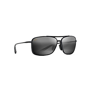 Maui Jim Men's and Women's Kaupo Gap Polarized Aviator Sunglasses, Black Gloss/Neutral Grey, Medium
