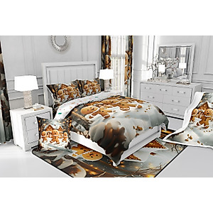 Feelyou Christmas Duvet Cover Cute Christmas Gingerbread Man Bedding Set Queen Size for Boys Girls Xmas Bedroom Bed Decor Merry Christmas Comforter Cover Xmas Christmas Bedspread Cover
