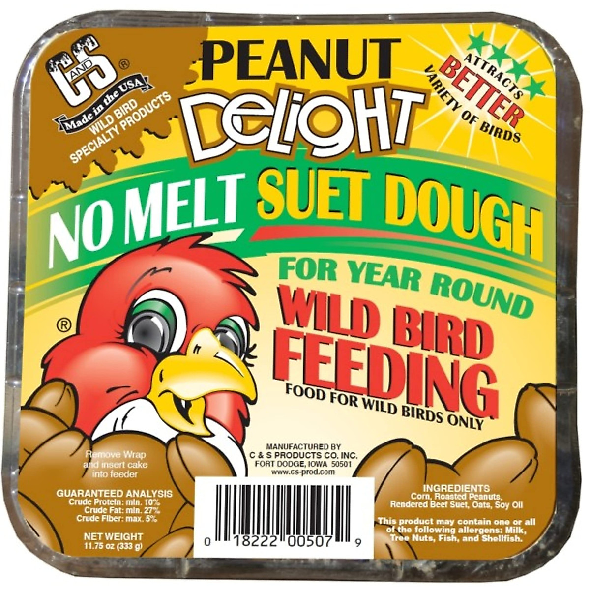 C&S Peanut Delight No Melt Suet Dough 11.75 Ounces, 8 Pack