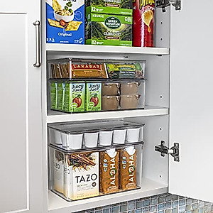 Sorbus Sturdy Plastic Storage Bins with Lid- Stackable Refrigerator Organizer Bins- MultiPurpose Versatile Lightweight Pantry Organizer- Perfect Cabinet Organizer and Storage for Kitchen- 2 Pack (S,M)