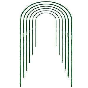 Extra Tall Metal Garden Hoops, Ohuhu 6 PCS Durable Thickened Greenhouse Hoop Rustproof Extra-Long 19.7"x38.6" Steel Tunnel with Splicing Stakes, Green House Arched Hoops for Raised Beds Fabric Netting