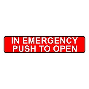 ComplianceSigns.com in Emergency Push to Open Label Decal, 12x3 inch 4-Pack Vinyl for Enter/Exit