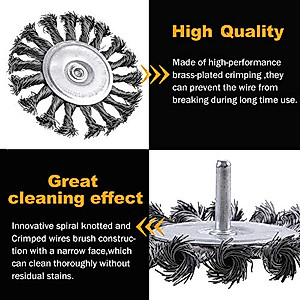 Rocaris 7Pcs Twist Knot Wire Wheel Brush for Drill Crimped Cup Wire Wheels Brush Set for Drill with 1/4-Inch Shank For Rust Removal, Corrosion and Scrub Surfaces