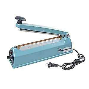 8" (200mm) Impulse Sealer 300w- Manual Plastic Poly Bag Heat Sealing Machine Closer Kit w/Adjustable Timer, Portable with Free Replacement Element Grip and Teflon Tape