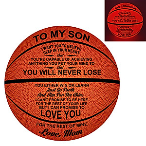 Kenon Customized Engraved Light Up Led Basketball, Christmas Birthday Gift for Son- You Will Never Lose (for Son from Mom)