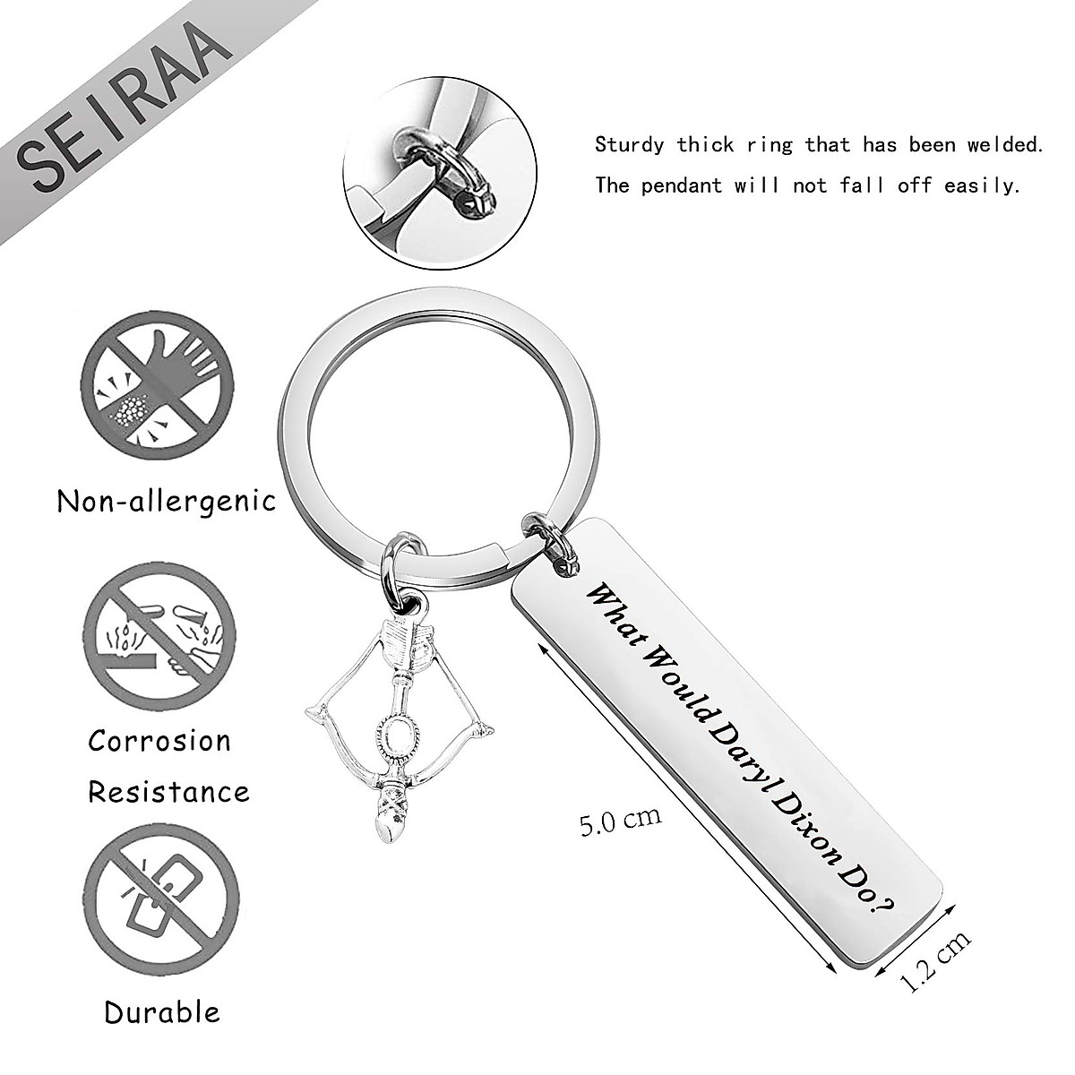 SEIRAA TWD Inspired Gifts TWD Fans Gift Zombie Apocalypse Keychain What would daryl dixon do Keychain (Walking Keychain)