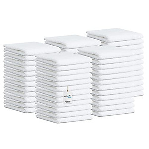 Avalon Towels Cotton Washcloths – (Pack of 60) Bulk 12"x12" Premium Ring Spun Cotton, Absorbent, Soft Face Towels, Gym Towels, Hotel and Spa Quality, Reusable Fingertip Towels (White)