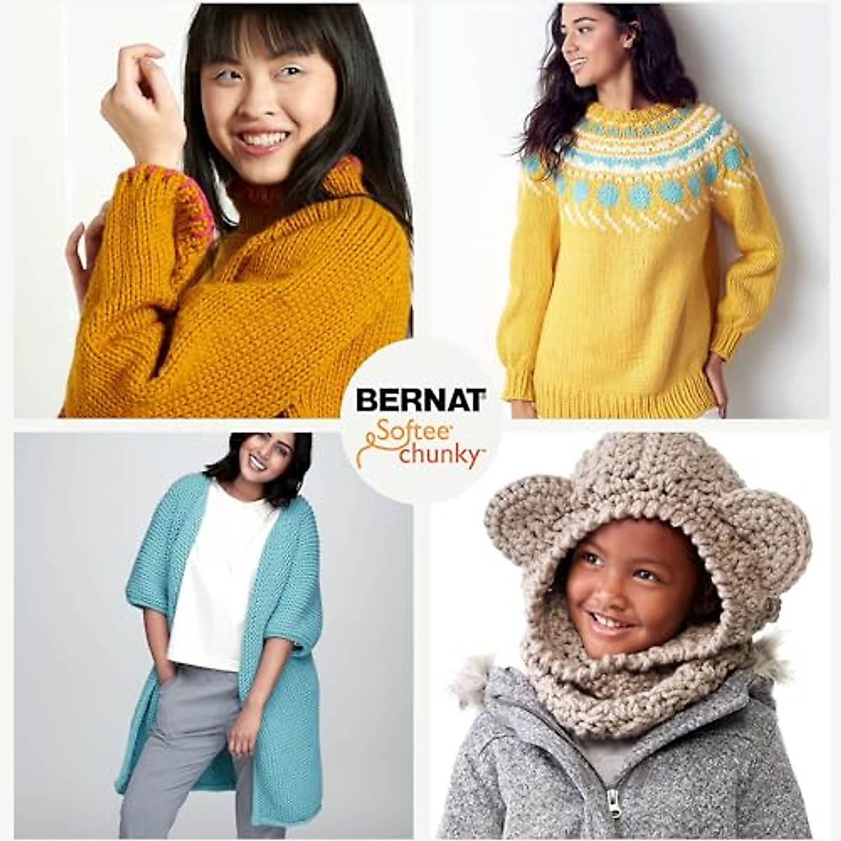 Bernat Softee Chunky BB Faded Denim Yarn - 1 Pack of 14oz/400g - Acrylic - #6 Super Bulky - 431 Yards - Knitting/Crochet