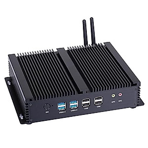 HUNSN Fanless Industrial PC, Mini Computer, Core I7 4500U 4510U 4578U, Windows 11 / Linux Ubuntu, IM04, 2 x HDMI, 2 x LAN, 6 x COM, 4 x USB3.0, 4 x USB2.0, 8G RAM, 512G SSD, 1TB HDD