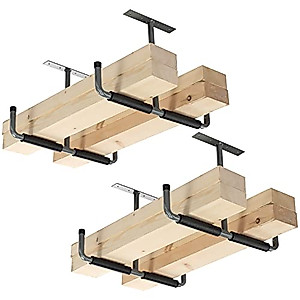 HOME RIGHT Overhead Garage Storage Rack, 16.5 Inch Heavy Duty Ceiling Double Storage Hooks Utility Hanger for Hanging Lumber Ladder Tool Bike & Other Bulky Items (4 Pack, Grey)