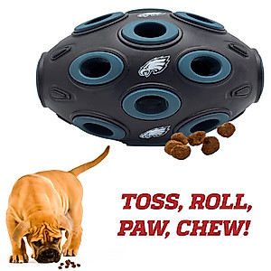 Pets First NFL Philadelphia Eagles Football Treat Dispensing Toy for Dogs and Cats, Rubber Ball Dog Toy, Interactive Fun Dog Treat Toy, Natural Rubber Dog Feeding Toy