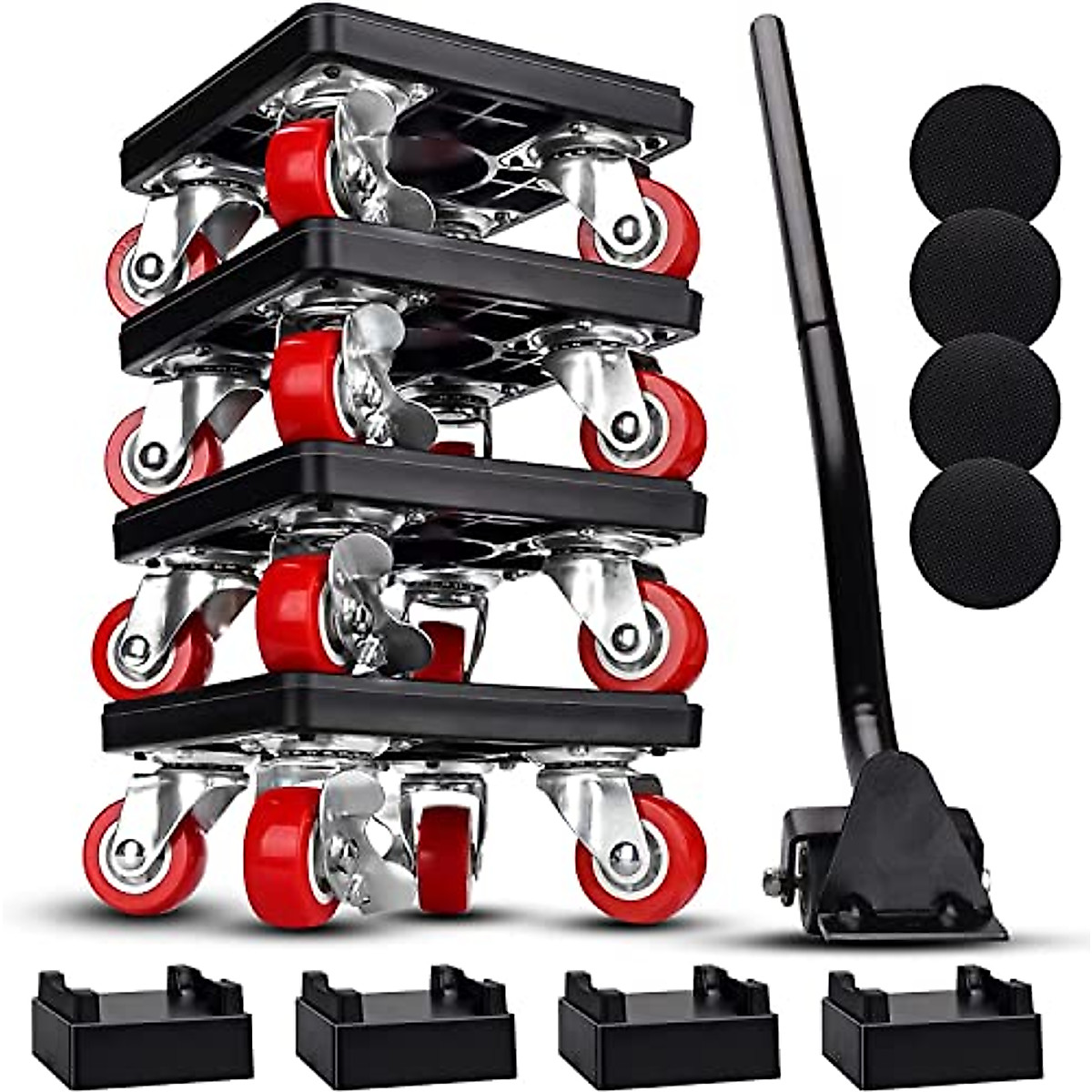 Furniture Dolly, 1300 Lbs Load Capacity Furniture Mover with Wheels and Brake, 360° Rotation Wheels Furniture Lifter Set for Moving Heavy Furniture, Refrigerator, Cabinet, Sofa
