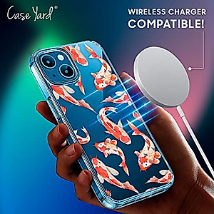 CaseYard Clear Soft & Flexible TPU Case for iPhone-13-Mini Ultra Low Profile Slim Fit Thin Shockproof Transparent Protective Cover Drop Protective Case Koi Fish Pond