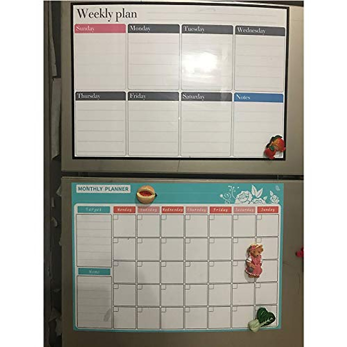 Magnetic Dry Erase Monthly Calendar and Weekly Planner for Fridge Refrigerator Whiteboard Organizer, Blue