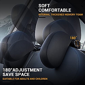 ZORUNOWA Car Headrest Pillow,Thickened Memory Foam Road Pal Headrest,Neck Support Pillow,180° Adjustable Car Headrest, U- Shaped Design,Travel Car Sleeping,Suitable for Kids and Adults (Black)
