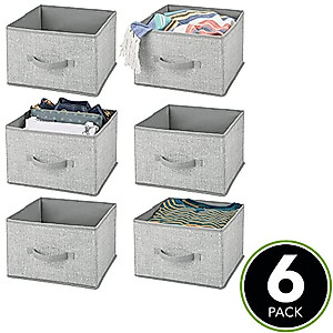 mDesign Fabric Bin for Cube Organizer - Foldable Cloth Storage Cube - Collapsible Closet Storage Organizer - Folding Storage Bin for Clothes and More - Lido Collection - 6 Pack - Gray