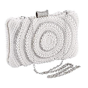 NMBBN Fashion Women Pearl Bag Tote Top Handle Bag Purses Handmade Beaded Handbags for,Size 20 * 5 * 13cm