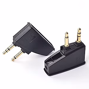 Airline Airplane Flight Headphone Adapter Converter Compatible with Bose QC3 QC15 QC20 QC25 QC35 AE2 AE2W Noise Cancelling Headphones (2pcs)
