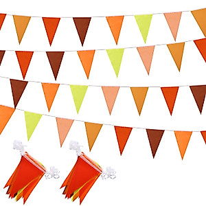 164 ft Fall Pennant Banners Orange Banner Decorations Pennant Flag Garland Bunting for Happy Fall Decor Thanksgiving Day Harvest Autumn Wedding Birthday Party Outdoor Garden Hanging Decoration