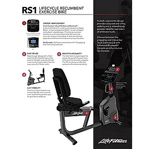 Life Fitness RS1 Recumbent Indoor Cycling Exercise Bike with Go Console