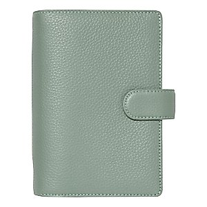 Filofax Norfolk Organizer, Personal Size, Sage - Soft Full-Grain Leather, Six Rings, with Week-to-View Calendar Diary, Multilingual, 2024 (C022636-24)